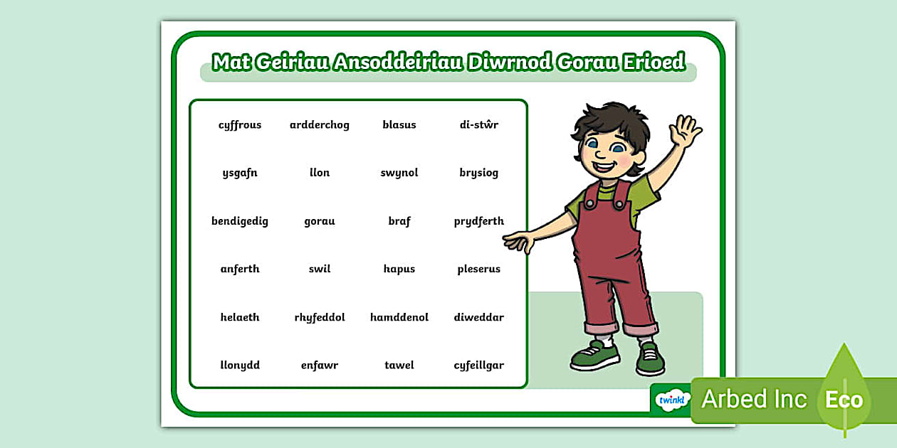 Mat Geiriau Ansoddeiriau Diwrnod Gorau Erioed (teacher made)
