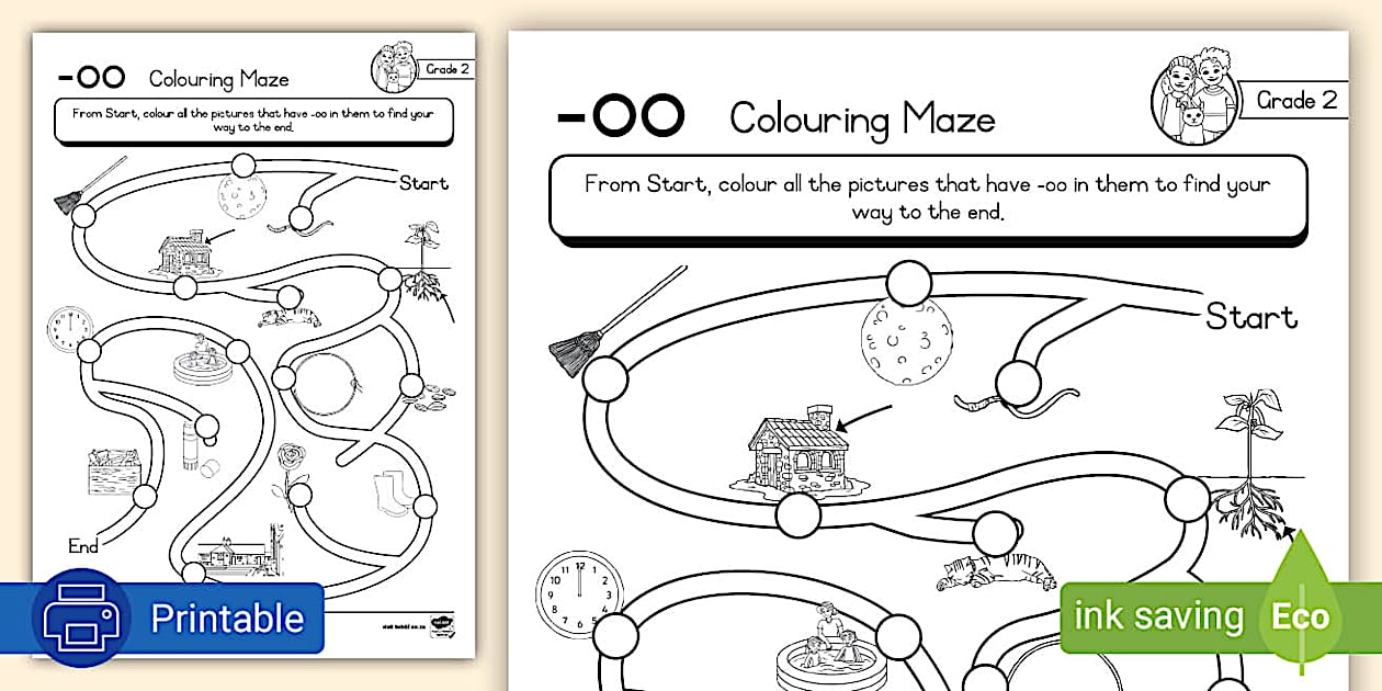 Grade 2 Phonics: Colouring Maze -oo (teacher made) - Twinkl