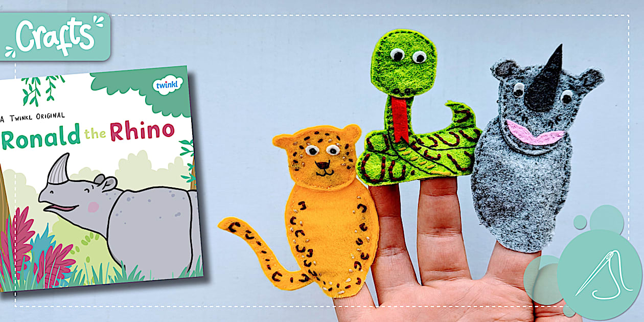 Ronald the Rhino | Finger Puppets (teacher made) - Twinkl