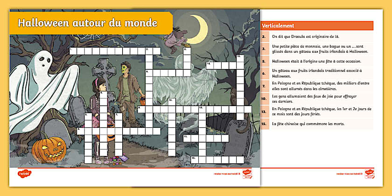 Halloween autour du monde - mots croisés (Teacher-Made)