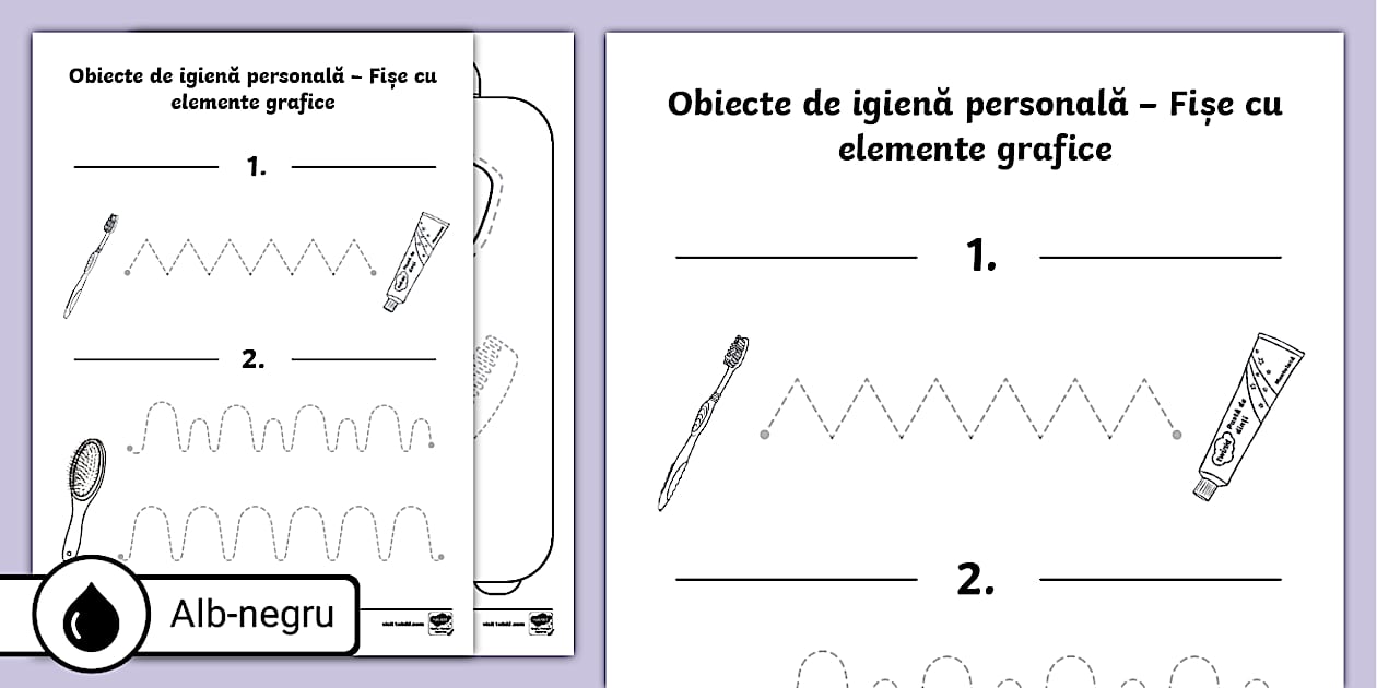 Obiecte de igienă personală – Fișe cu elemente grafice