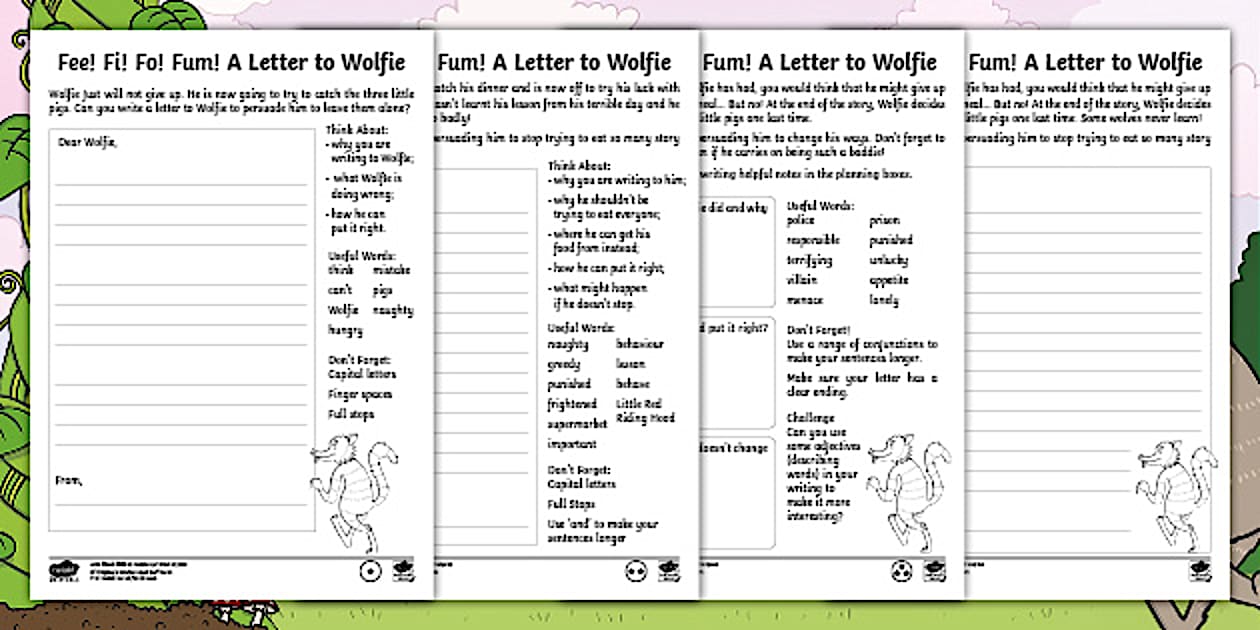 Fee! Fi! Fo! Fum! Persuasive Letter Writing Differentiated Worksheets