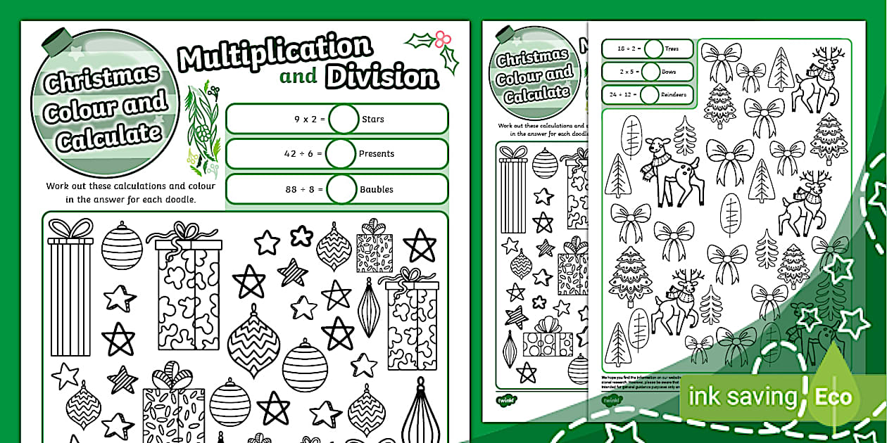 Christmas Colour and Calculate: Multiplication and Division