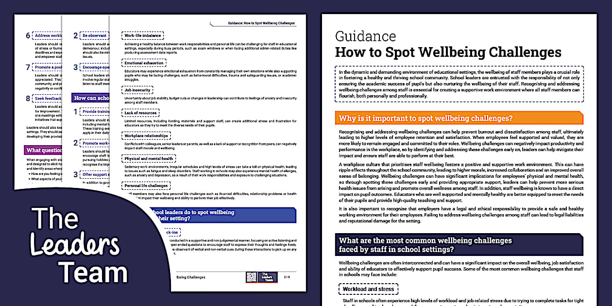 Guidance: How to Spot Wellbeing Challenges - SLT - Twinkl