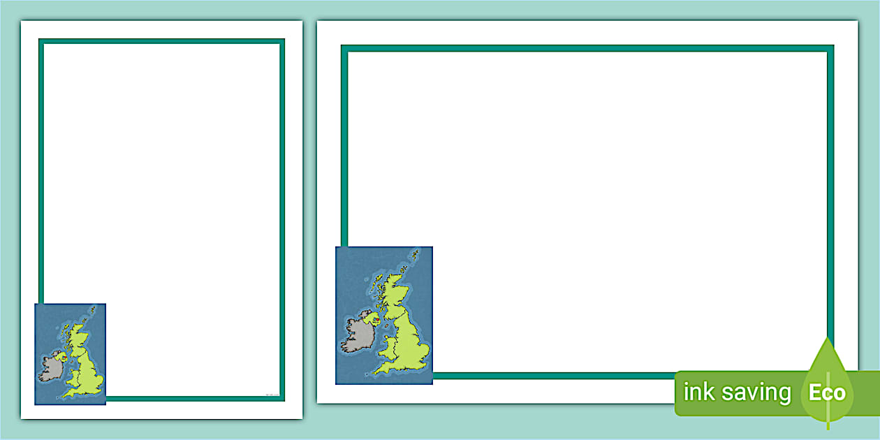 Simple Blank United Kingdom Map With Belfast Page Border