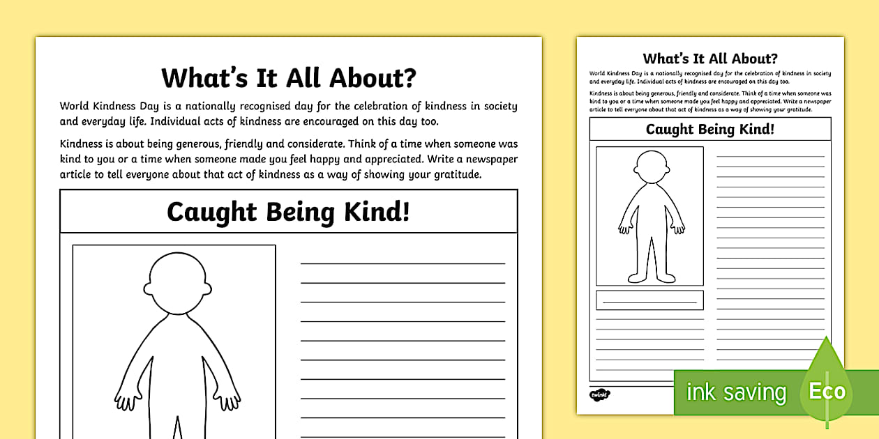 World Kindness Day Writing Worksheet (teacher made) - Twinkl
