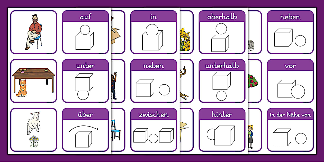 Präpositionen - Zuordnungskarten (teacher made) - Twinkl