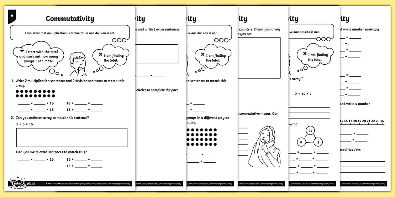Explaining Commutativity Differentiated Worksheet / Worksheets