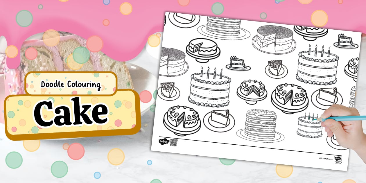 Foundation Phase Life Skills - Cake - Doodle Colouring Sheet