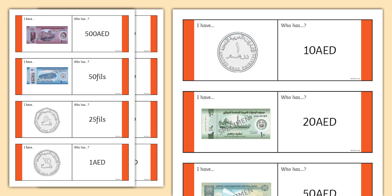 UAE Money Loop Cards (teacher made) - Twinkl