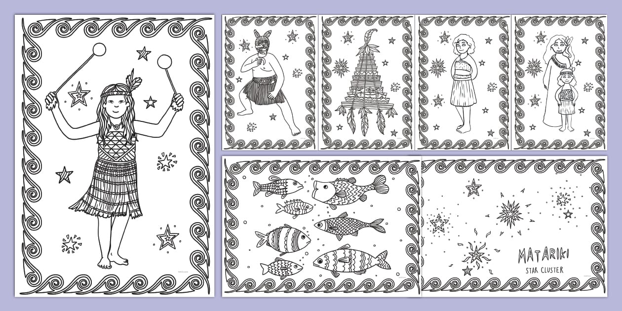 Matariki Colouring In Pages - Māori Pictures