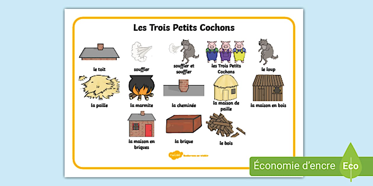 Ensemble de mots : Les Trois Petits Cochons (Lehrer gemacht)
