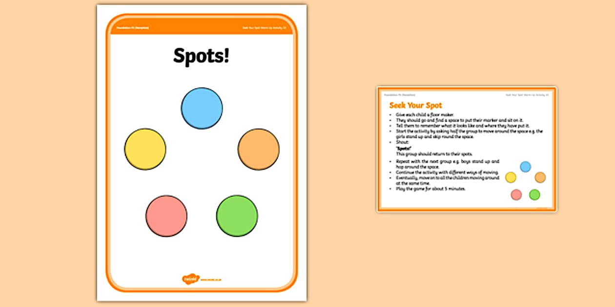 Seek Your Spot Warm-Up Activity Card (teacher made) - Twinkl