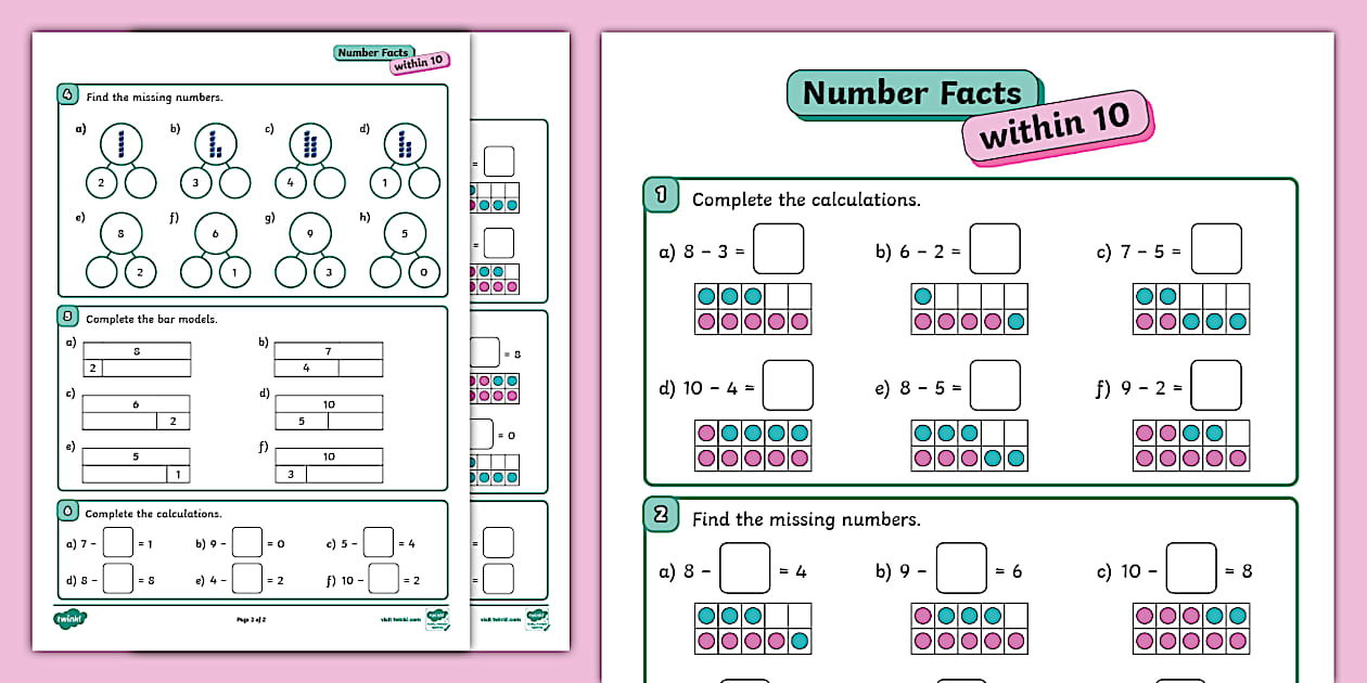 👉 KS1 KIRF Number Facts within 10 Activity Sheet - Twinkl