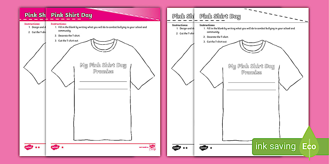 Pink Shirt Day Designs Template (Intermediate) | Twinkl