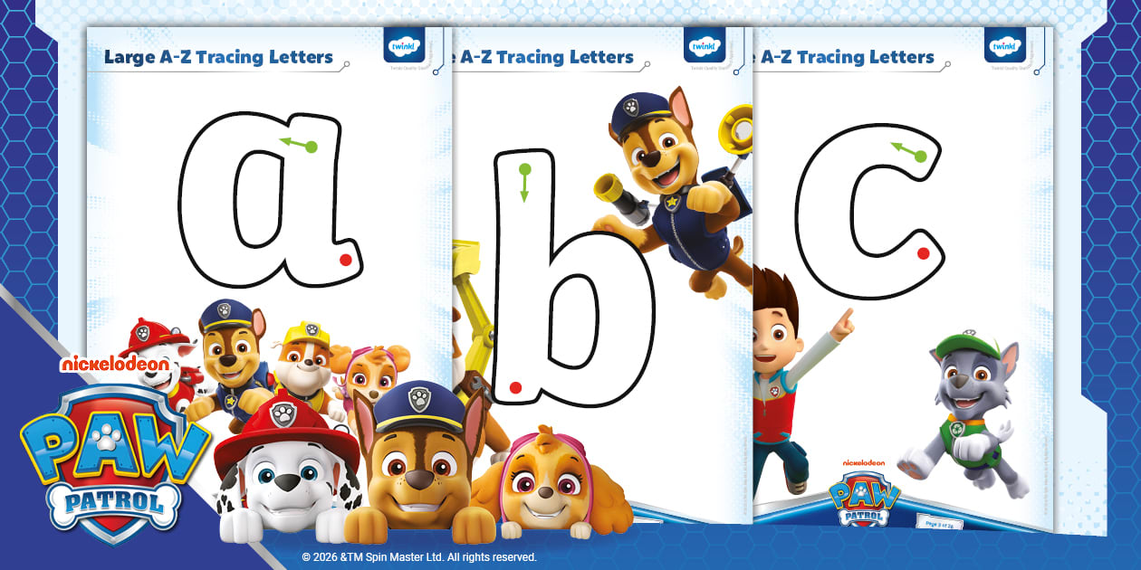 PAW Patrol Letter Tracing Activity Lowercase Letters