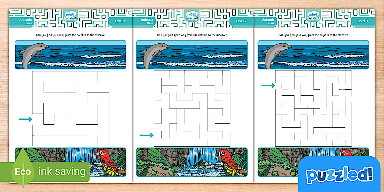 Animal Mazes Puzzle Pack - Twinkl Puzzled - kids - Twinkl