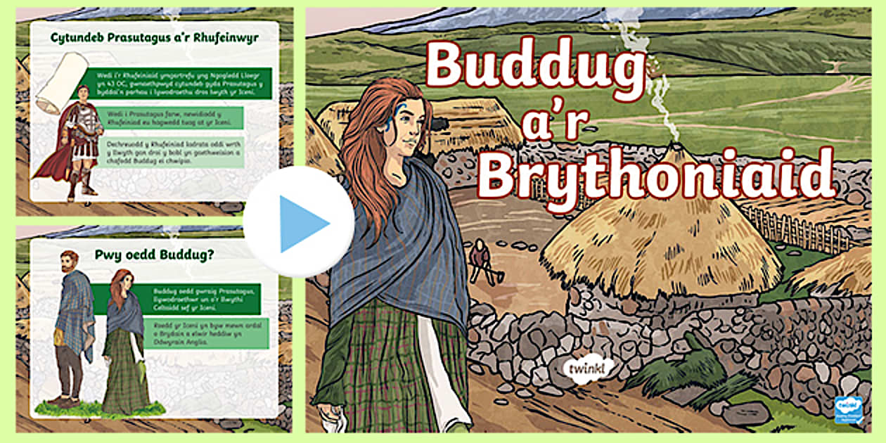 Pŵerbwynt Gwybodaeth Buddug a'r Brythoniaid (teacher made)