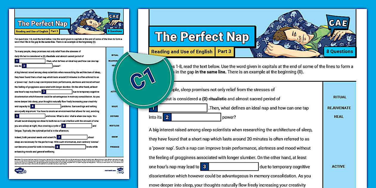 C1 Advanced (CAE) Reading&Use of English P3 The Perfect Nap