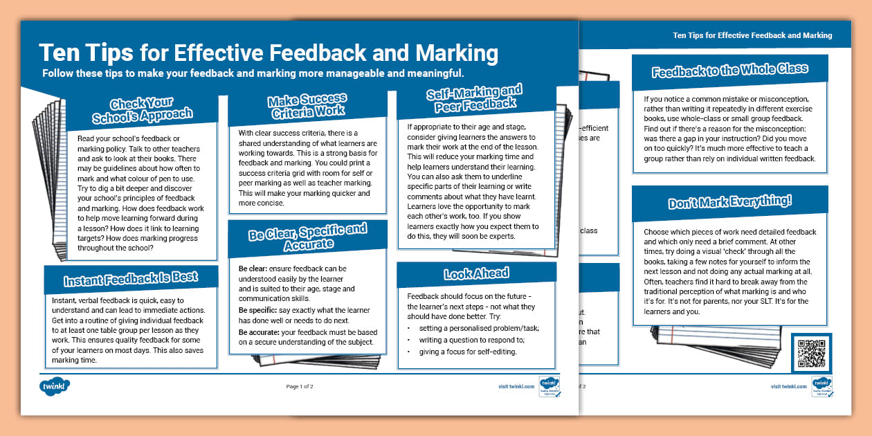 Ten Tips for Effective Feedback and Marking (teacher made)