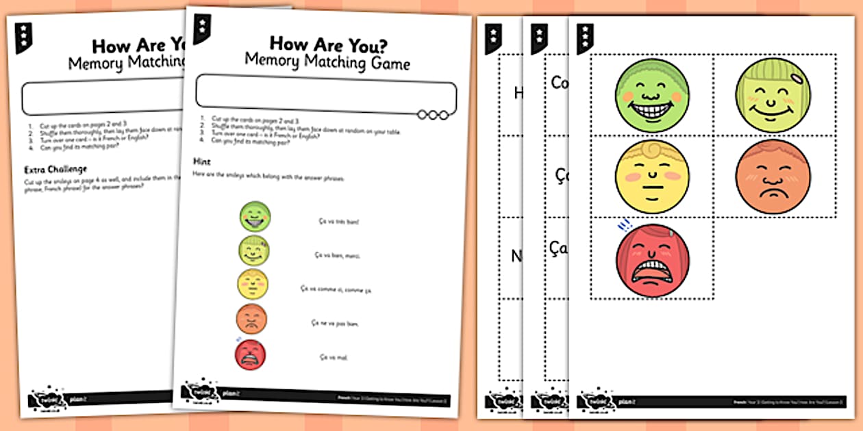 Black and White French 'How are You?' Memory Matching Card Game