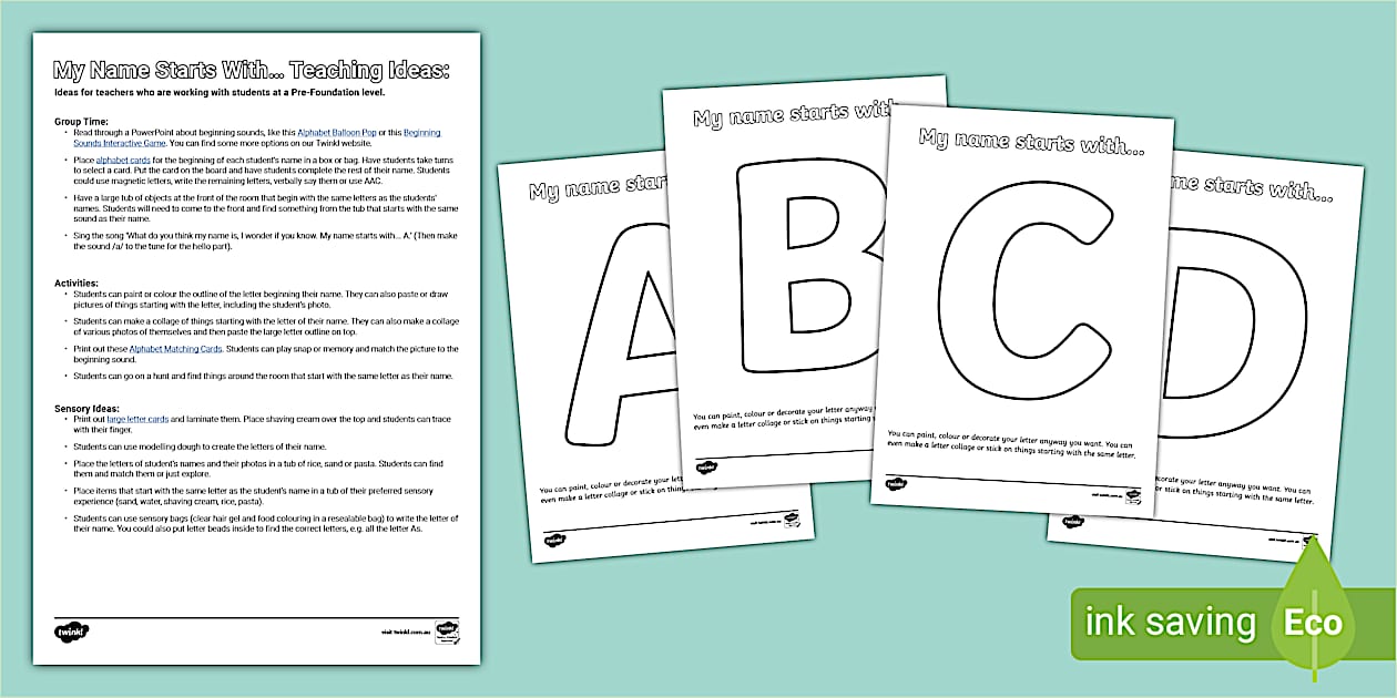 My Name Starts With Resource | Twinkl EYLF (Teacher-Made)