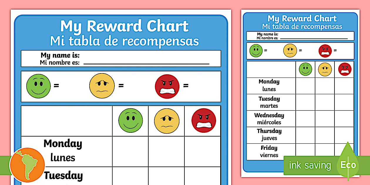 Reward Chart English/Spanish - Guía de trabajo | Twinkl USA