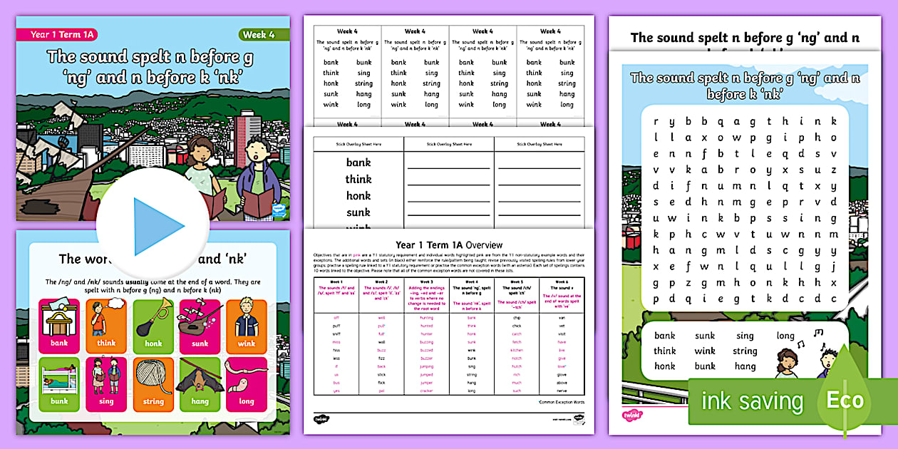 Black and White Year 1 Term 1A Week 4 Spelling Pack - Twinkl