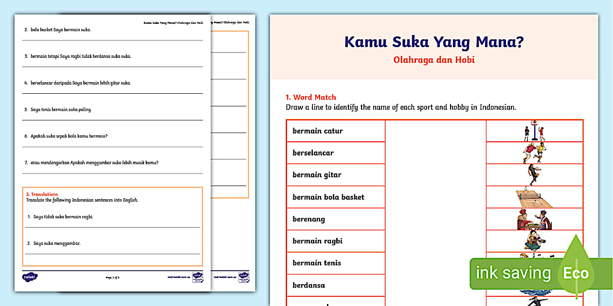 Identifying Preferences – Sports and Hobbies - Indonesian