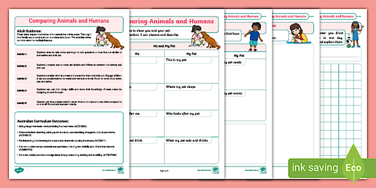 Comparing Animals and Humans Stem Activities (teacher made)