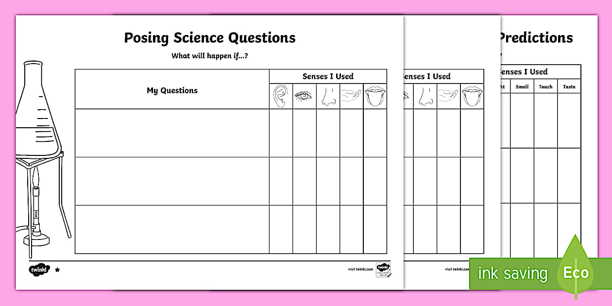 QLD Posing Science Questions Differentiated Worksheet