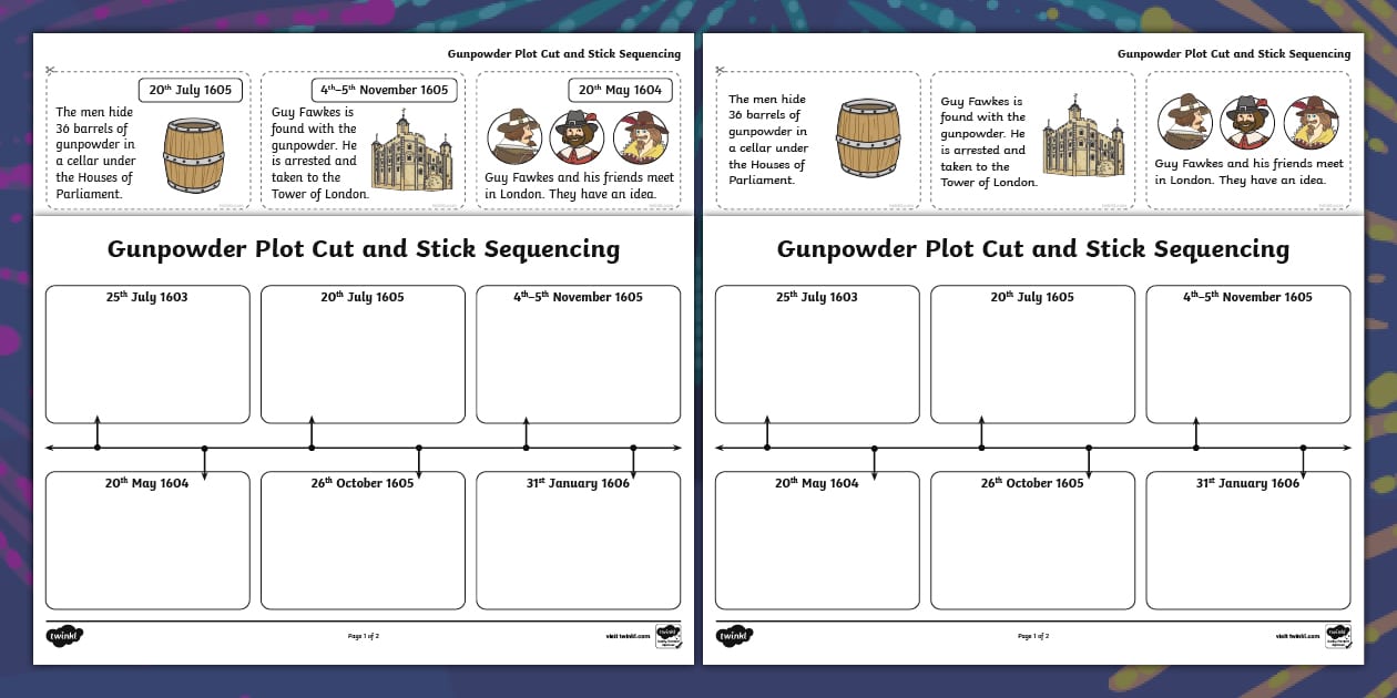 Gunpowder Plot Cut and Stick Sequencing Activity - Twinkl
