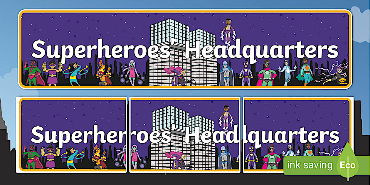 Superheroes Headquarters Display Banner (teacher made)