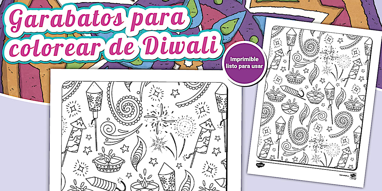 Página para colorear Doodle de Diwali