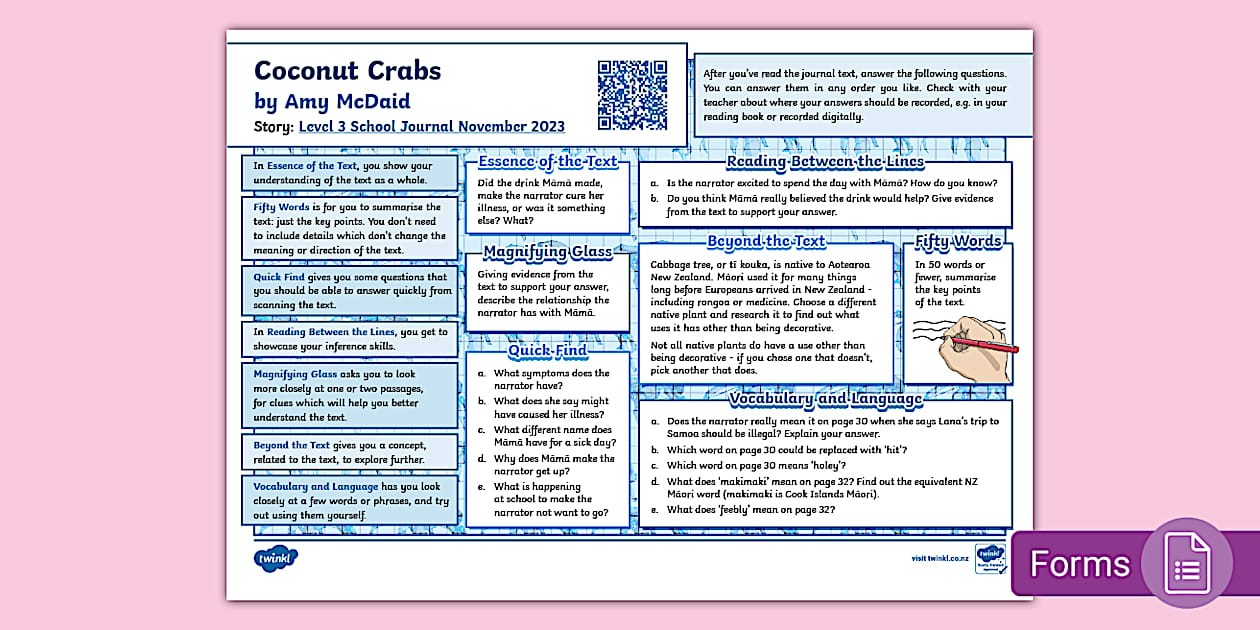 Level 3 November 2023 School Journal: Coconut Crabs - Twinkl