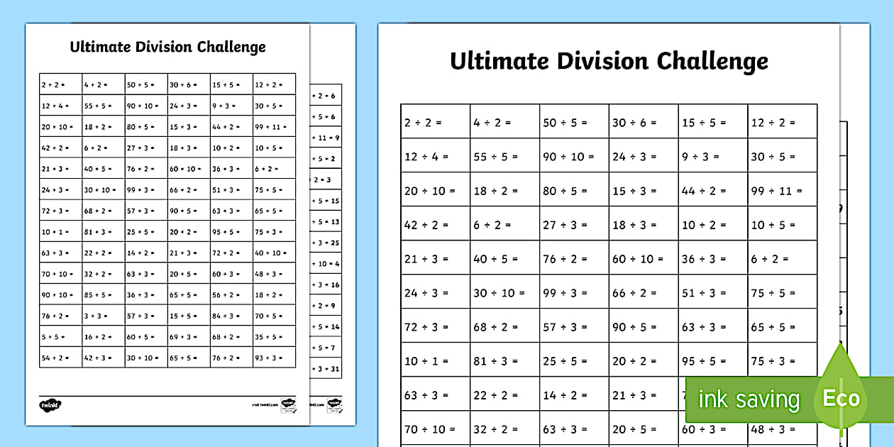 Editable KS1 Ultimate Division Challenge Worksheet - Twinkl