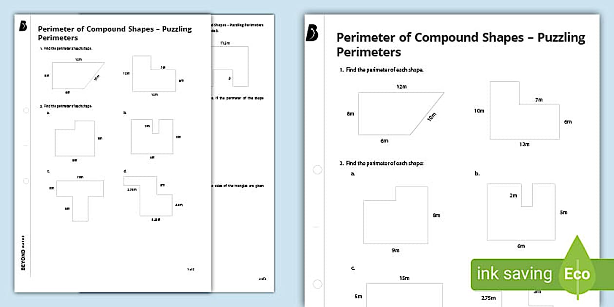 👉 Perimeter of Compound Shapes - Puzzling Perimeters