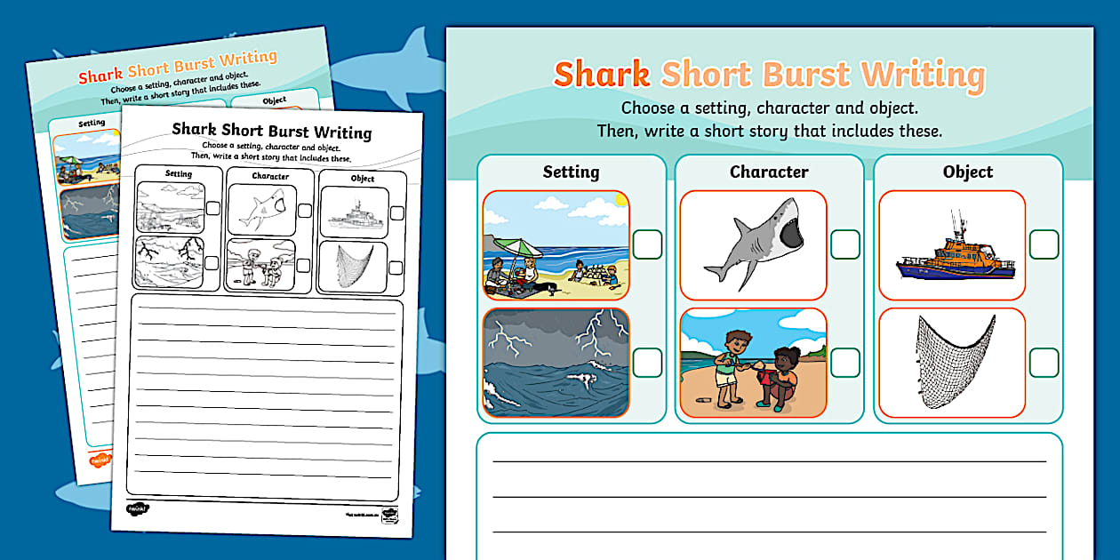 Shark Short Burst Writing Template (teacher made) - Twinkl