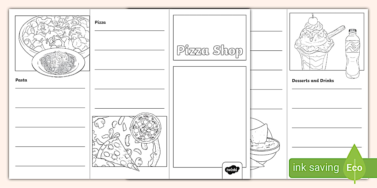 Pizza Shop Menu Template, Design a Menu, Pizza - Twinkl
