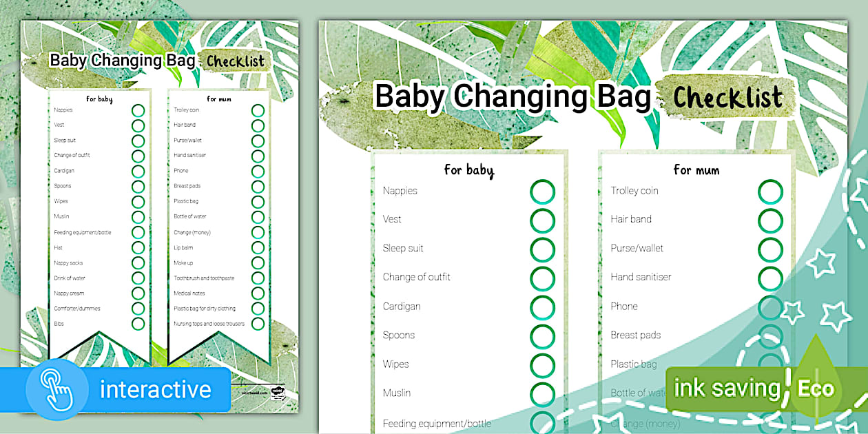 Baby Changing Bag Checklist (teacher made) - Twinkl