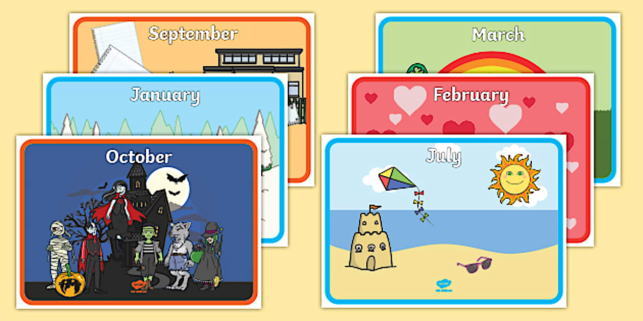 Editable Months of the Year Themed Display Posters - Twinkl