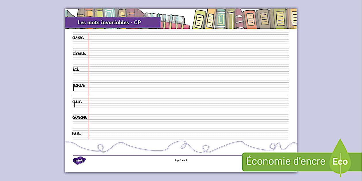 Les mots invariables - CP