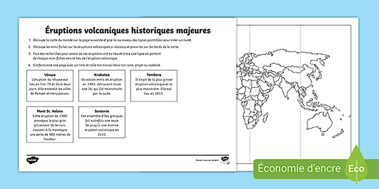 Carte du monde : Les éruptions volcaniques majeures