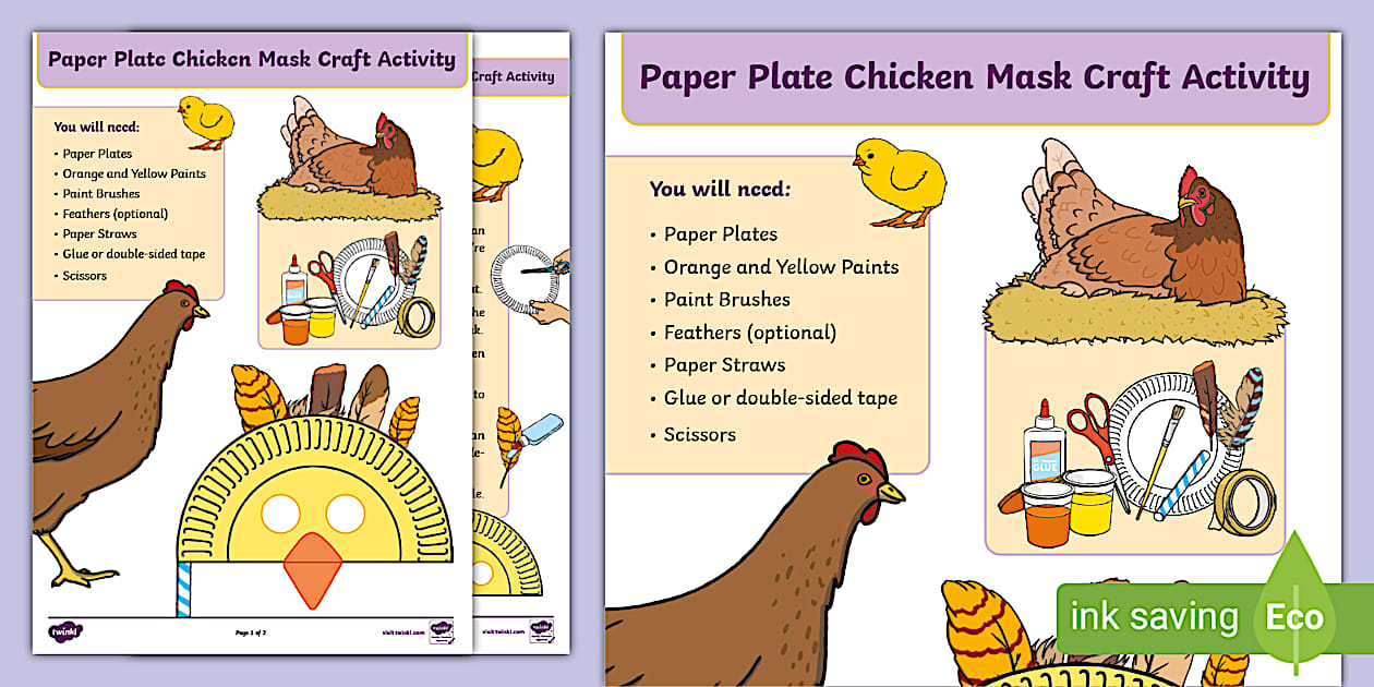 Paper Plate Chicken Mask Craft Activity | Twinkl Crafts