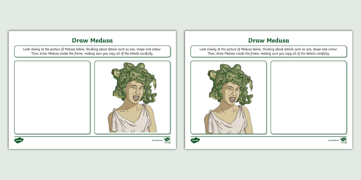 Ancient Greece Draw Medusa Worksheet (teacher made) - Twinkl