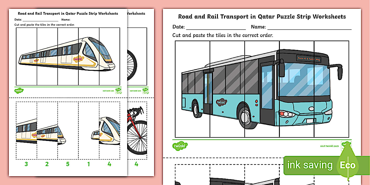 Road and Rail Transport in Qatar Puzzle Strip Activity