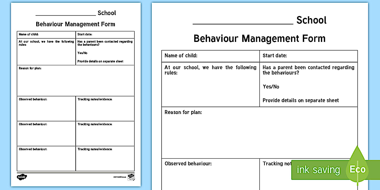 Editable Behaviour Management Plan Template (teacher made)