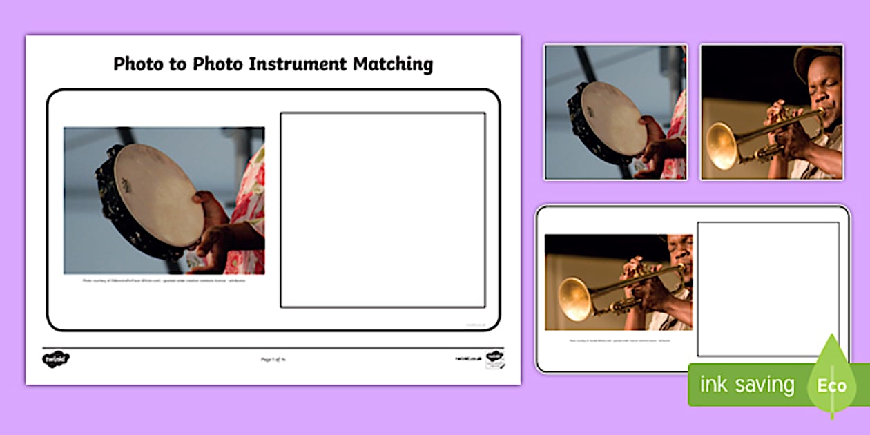 Matching Identical Pictures of Musical Instruments - Twinkl