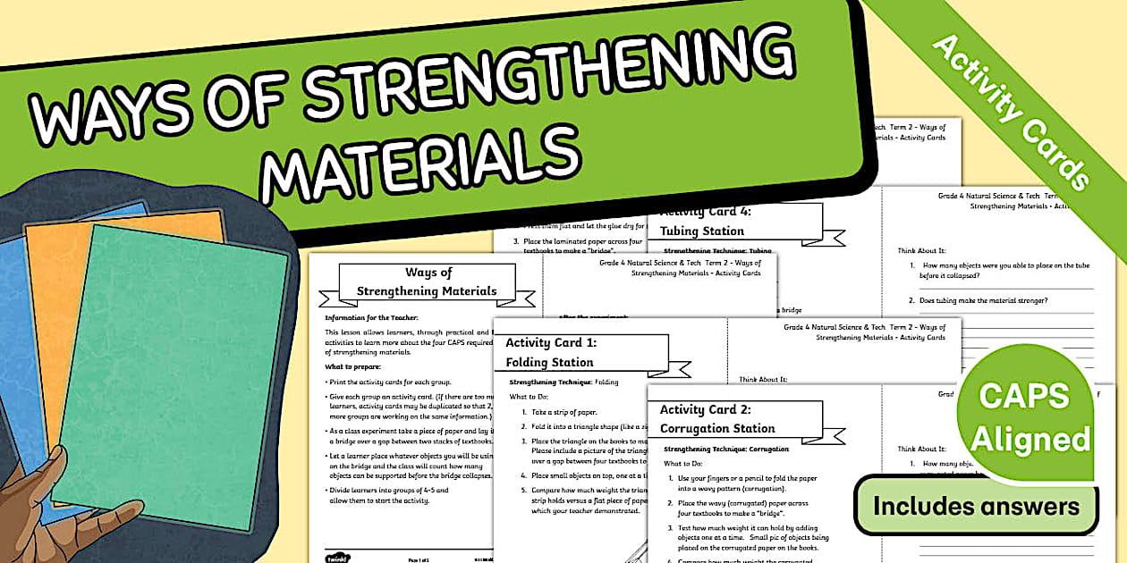 Ways of Strengthening Materials – Activity Cards