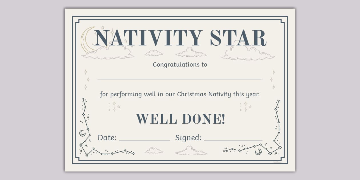 Celestial-Themed Nativity Certificate (Teacher-Made)